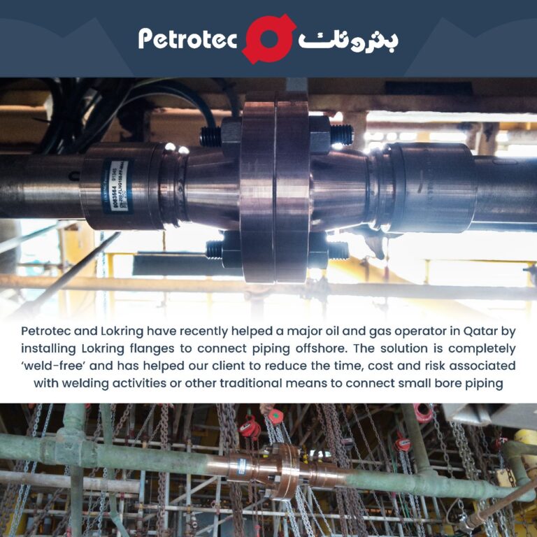Installation of Lokring flanges to connect piping offshore - Petrotec Qatar